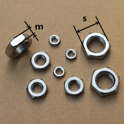 304 Stainless Steel Select Size M4 M7-M20 Thin Hex Nuts Right Hand Fine ...