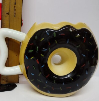 Donut Shaped Coffee Mug "MMMMM... Doughnuts" Frosted Sprinkles Big ...