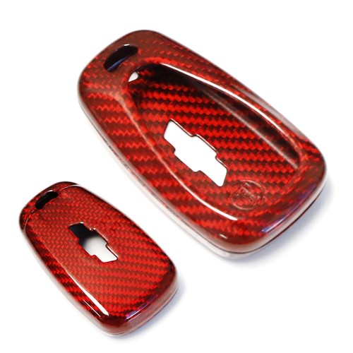 Real Red Carbon Fiber Key Fob Cover For Chevy Camaro Malibu Cruze Spark ...