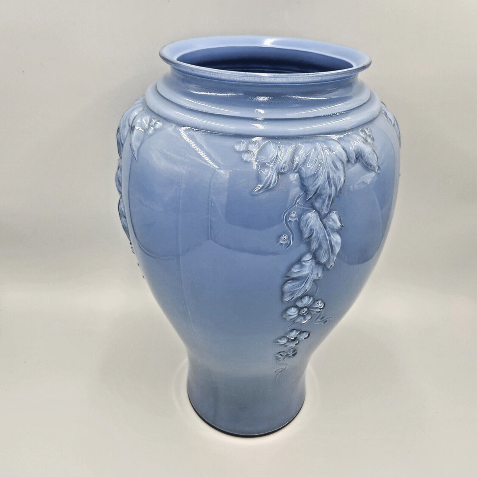 Anchor Hocking Vase 16" Periwinkle Blue Cascade Glass & Baked Enamel ...