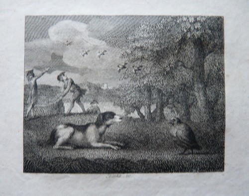 William Blake original engraving 1793 first ed. 'The Setting Dog and ...