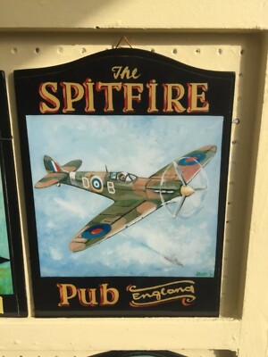 MINI PUB SIGN 10inch 25cm The SPITFIRE inn tavern bar plane aircraft ...