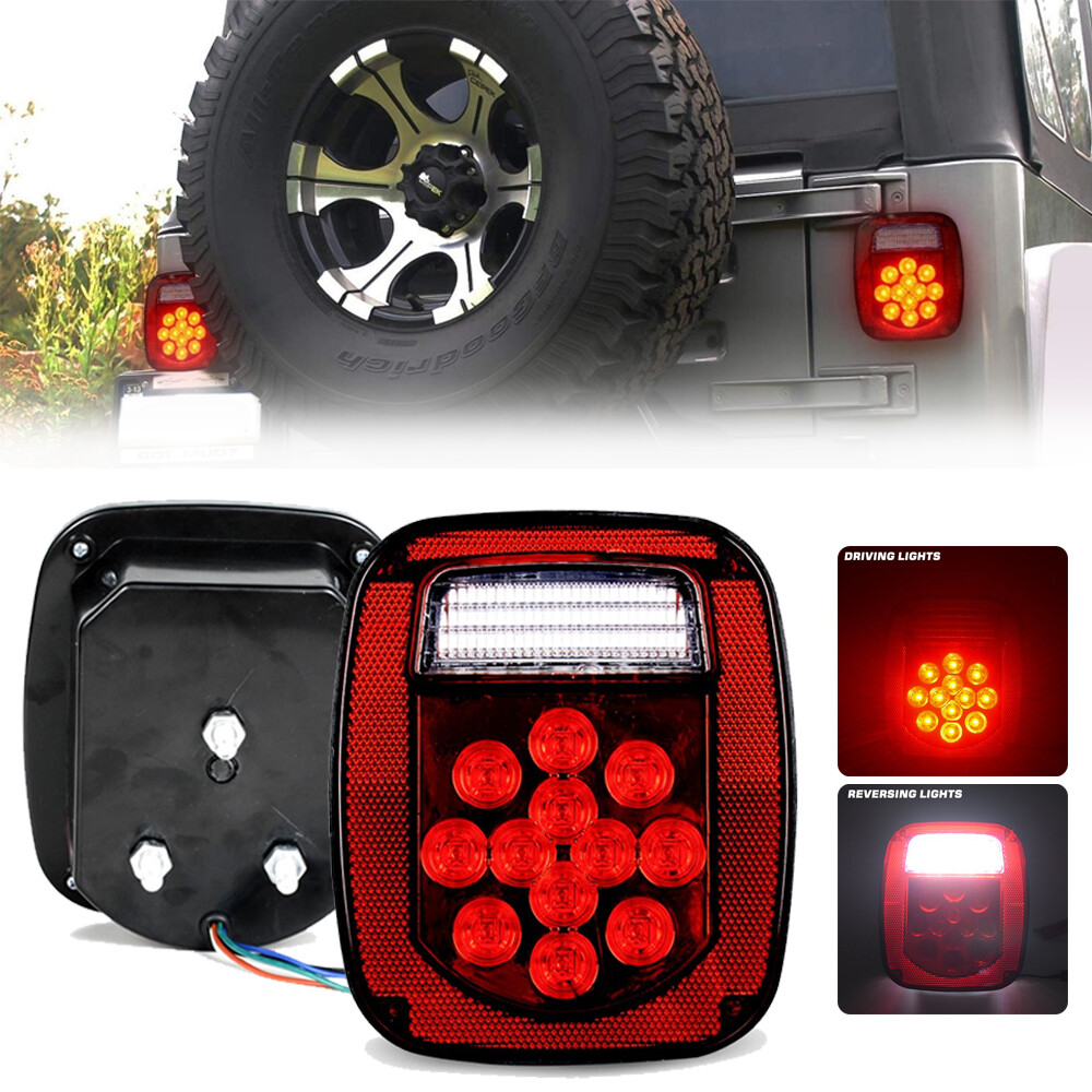 Pair 39 LED Tail Lights Brake License Plate Lamp For Jeep Wrangler YJ ...