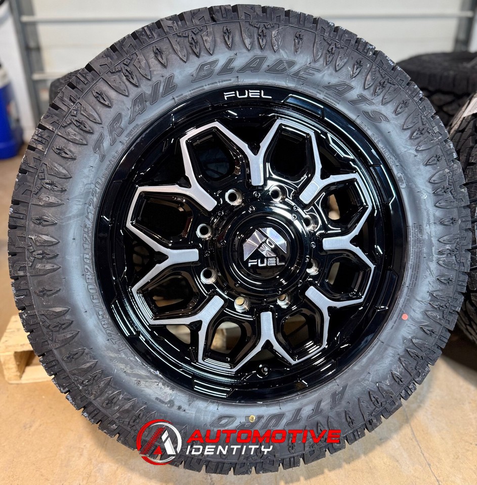 20" Fuel Flux D875 Black Dually Wheels 28560R20 AT Tires 8x210 GMC ...