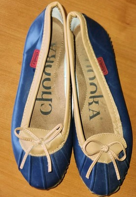 Chooka Duck Skimmer Navy/Tan Rubber Rain Shoes Waterproof Flats Women ...