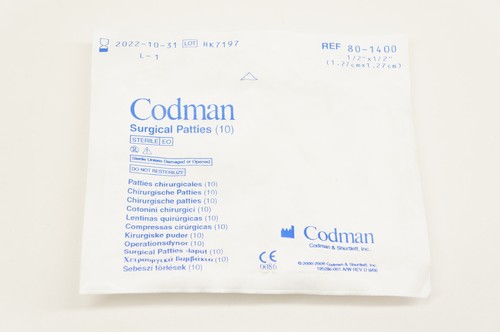 Codman 80-1400 Surgical Patties 1/2inch x 1/2inch - Pack of 10 | eBay