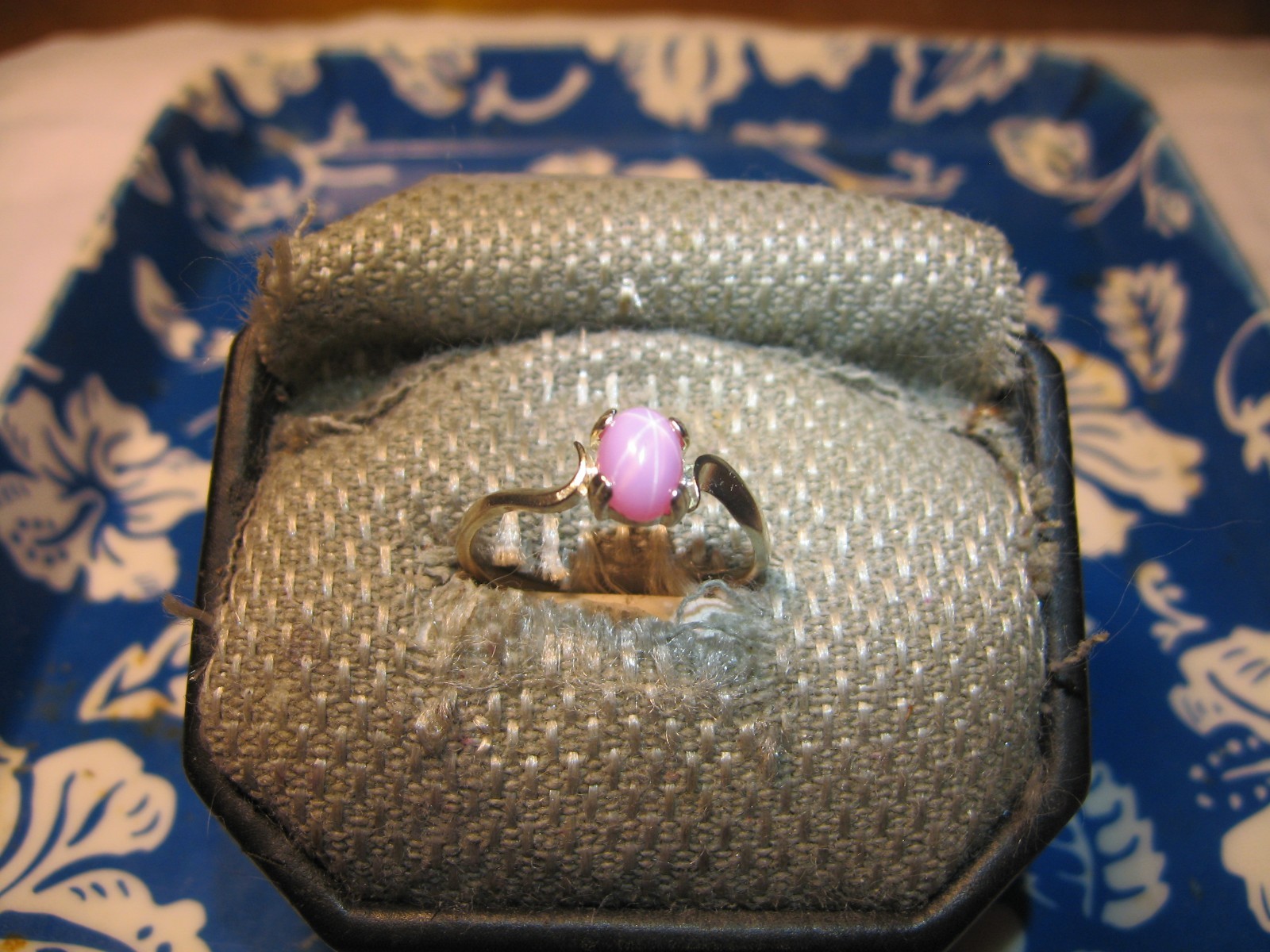SIGNED 7X5MM PINK LINDE STAR SAPPHIRE RING 925 STERLING SILVER SIZE 8 ...