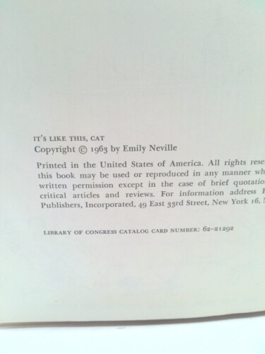 By Emily Cheney Neville: It's Like This, Cat by Emily Cheney Neville | eBay