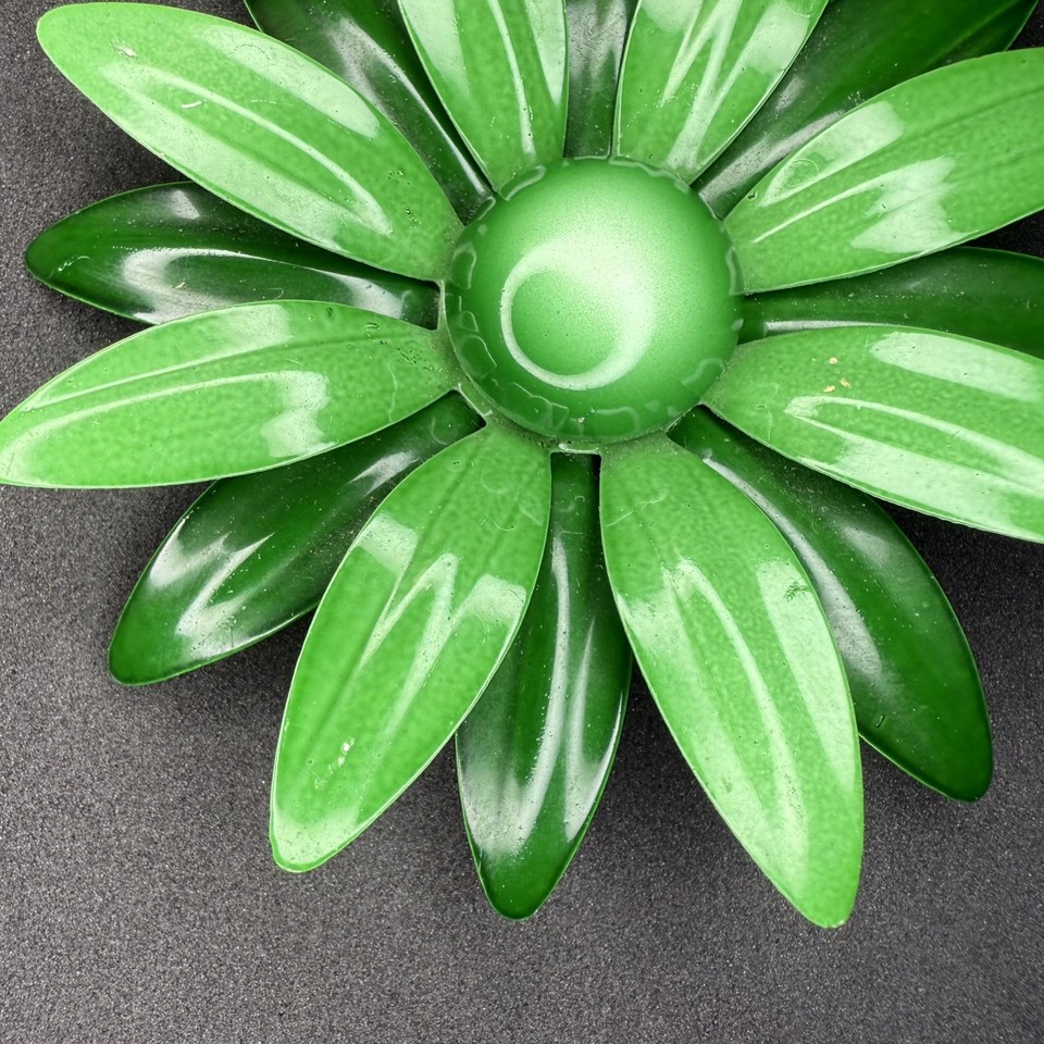 Flower Layered 2-Tone Green Enamel Vintage Metal Brooch Pin 1960s Retro ...