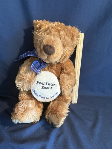 Gund Get Well Feel Better Soon Brown Bear Blue Bow Vintage Plush Rare ...