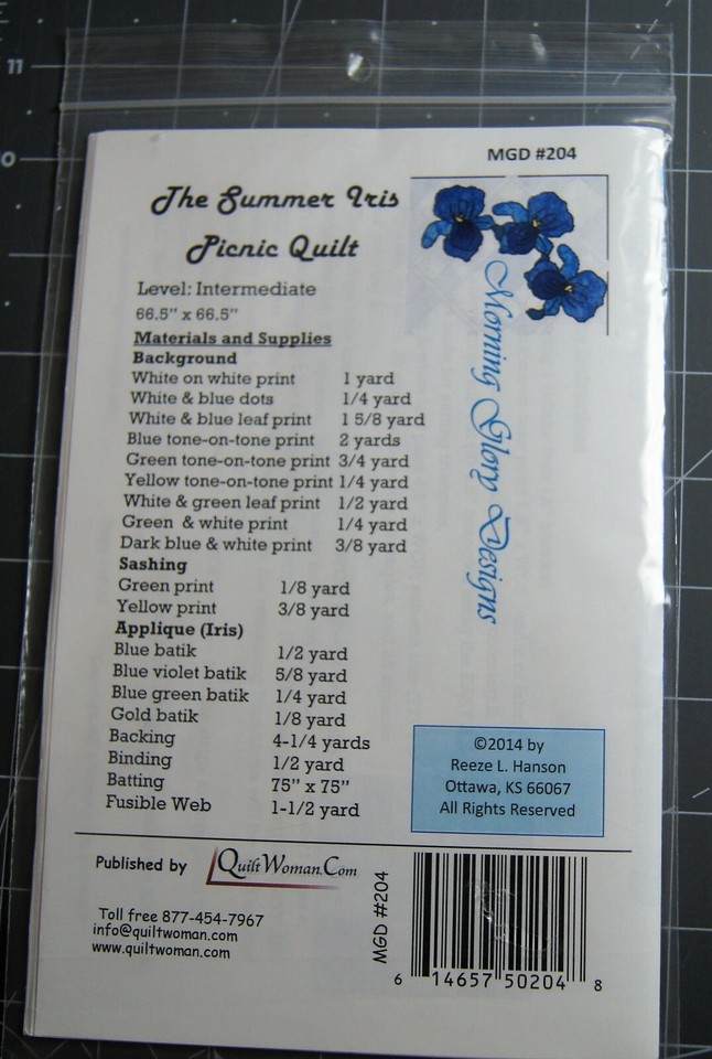 SUMMER IRIS PICNIC QUIT 66.5" x 66.5" by Moring Glory Designs Quilting ...