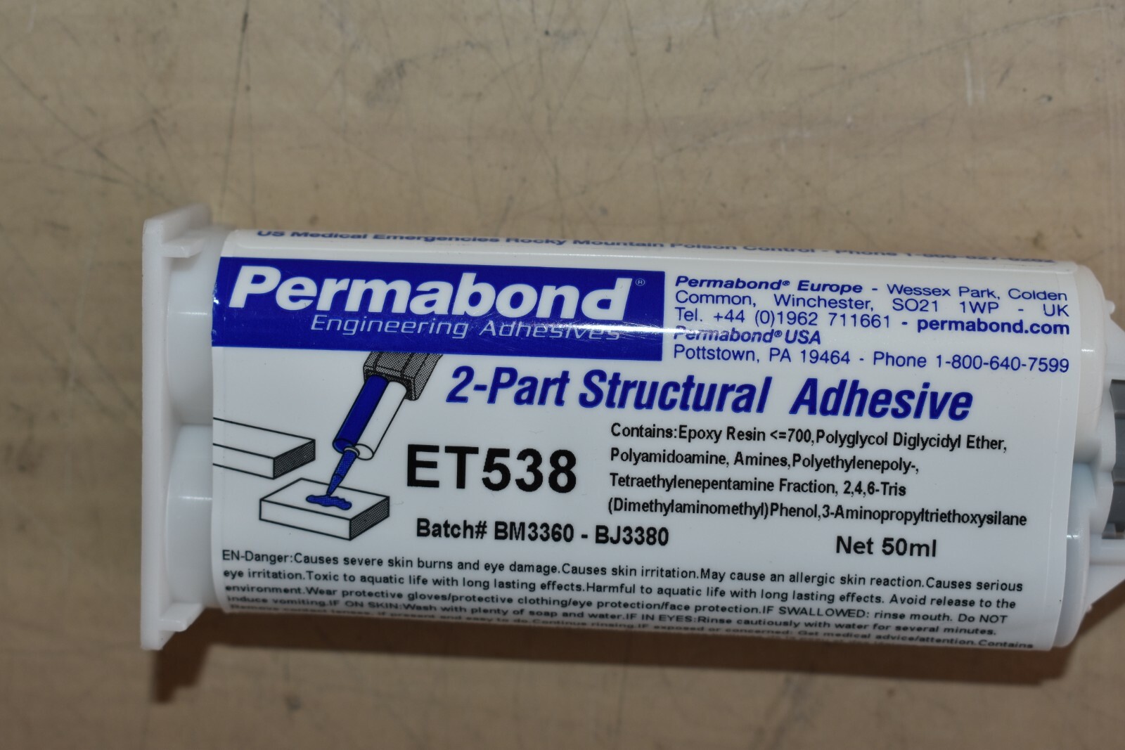 Permabond ET538 Epoxy Aluminum glue wood metal ceramics plastics 50ml 2 ...