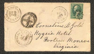 USA 184 STAMP WASHINGTON CONNECTICUT TO VIRGINIA 238D1 RPO FAST MAIL ...