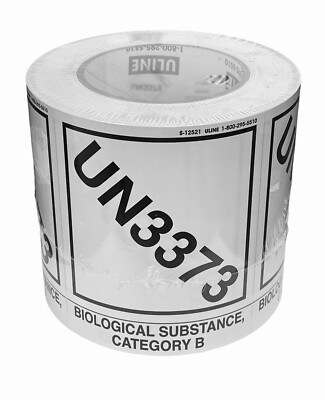 UN 3373 Label - Biological Substance, Category B, 4 3⁄4 x 4, 500/Roll ...