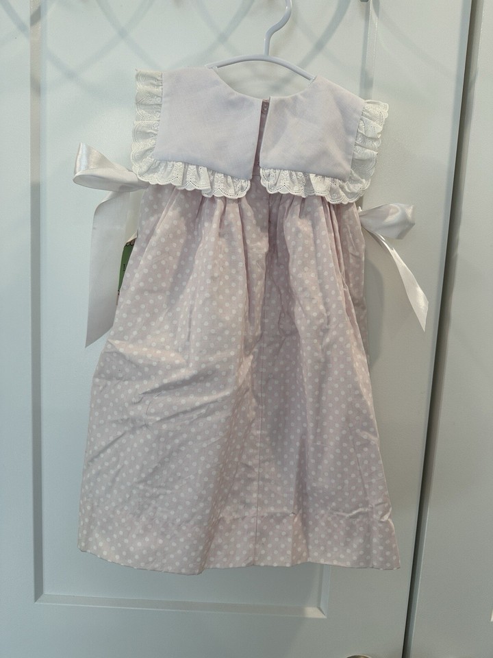 Le’ Za Me NEW Girls Pink Floral Square lace Collar Dress & Diaper Cover ...