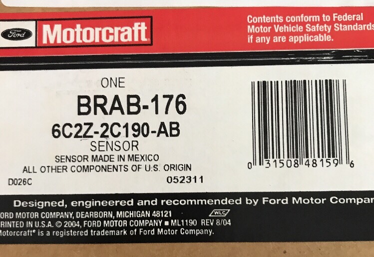 ABS+Wheel+Speed+Sensor+Motorcraft+BRAB-176 for sale online | eBay