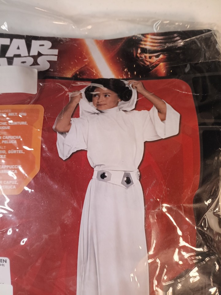 STAR WARS DELUXE PRINCESS LEIA HALLOWEEN COSTUME GIRL MED 8/10 WIG ...