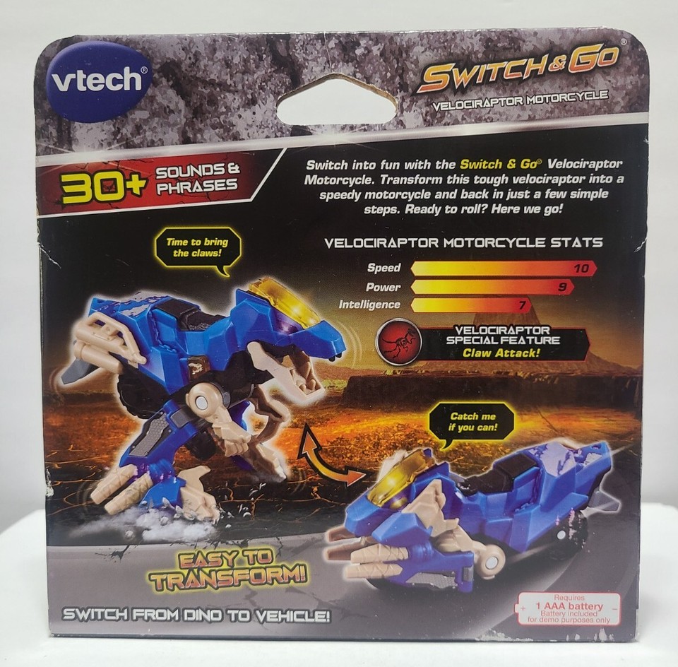 Vtech Switch & Go Velociraptor Motorcycle Transformer Dino Dinosaur Toy ...