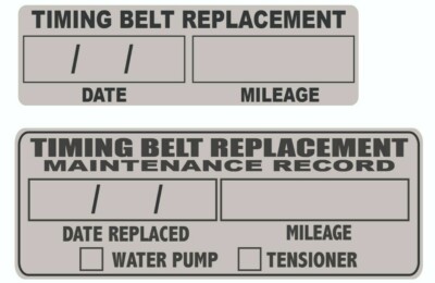 (Qty 6) MATTE SILVER POLYESTER TIMING BELT STICKERS REPLACEMENT LABELS ...