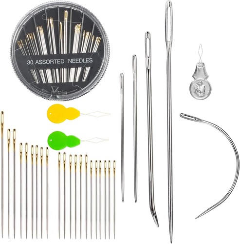 59 Hand Sewing Needles Kit: Assorted & Heavy Duty, Threaders, Fabric | eBay