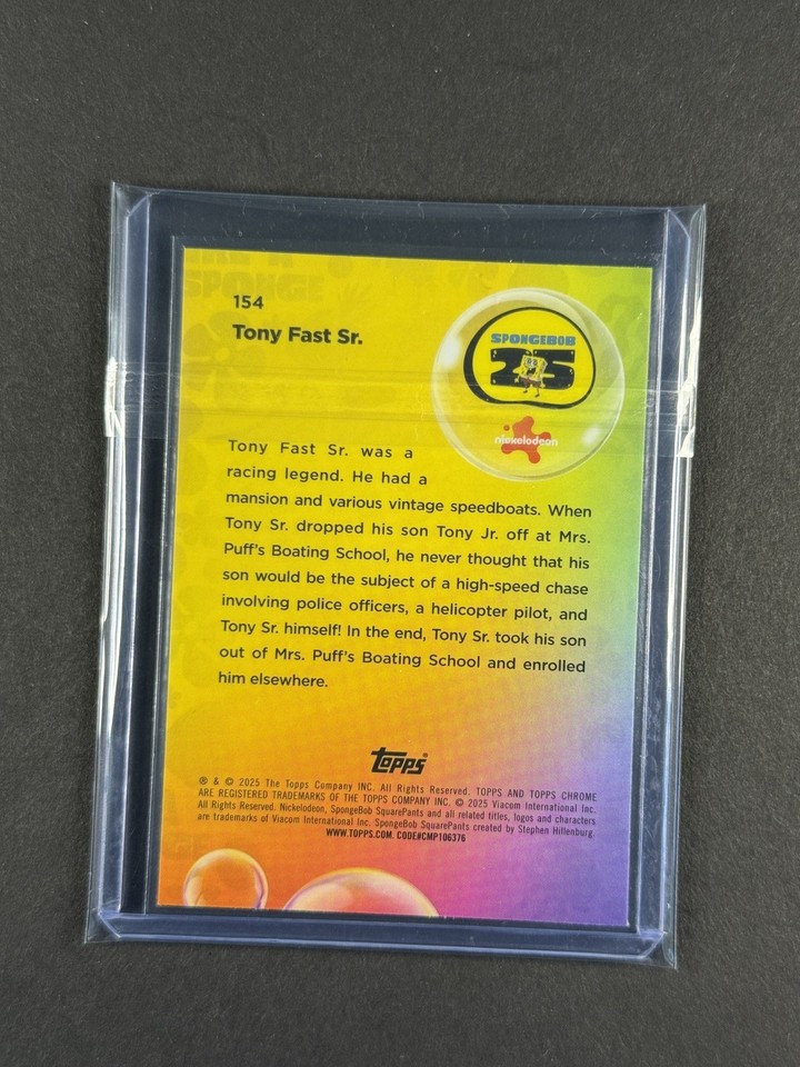 2025 Topps Chrome SpongeBob SquarePants 25th Anniversary Tony Fast Sr ...