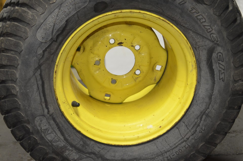 John Deere 455 Single Large Rear Wheel M121628 with 26x12-12 Tire 425 ...