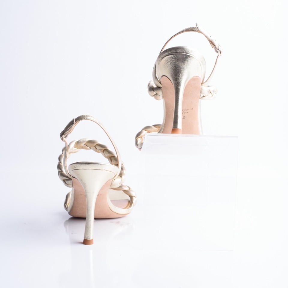 Kate Spade Womens Gold Saffron Braided Leather Slingbacks Heels Sandals ...