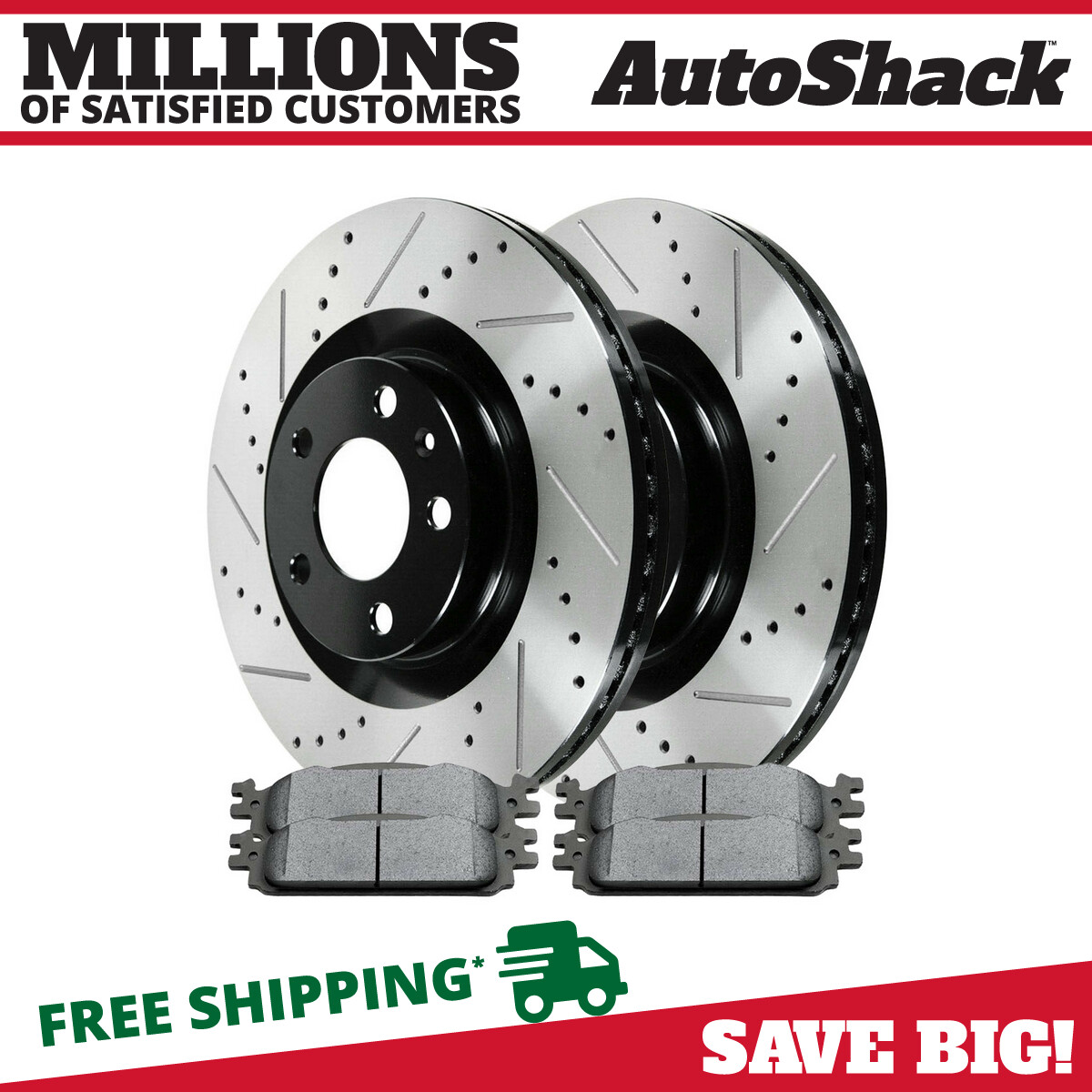 Front Drilled Brake Rotors Black & Pads for Ford Taurus Flex 2011-2019 ...