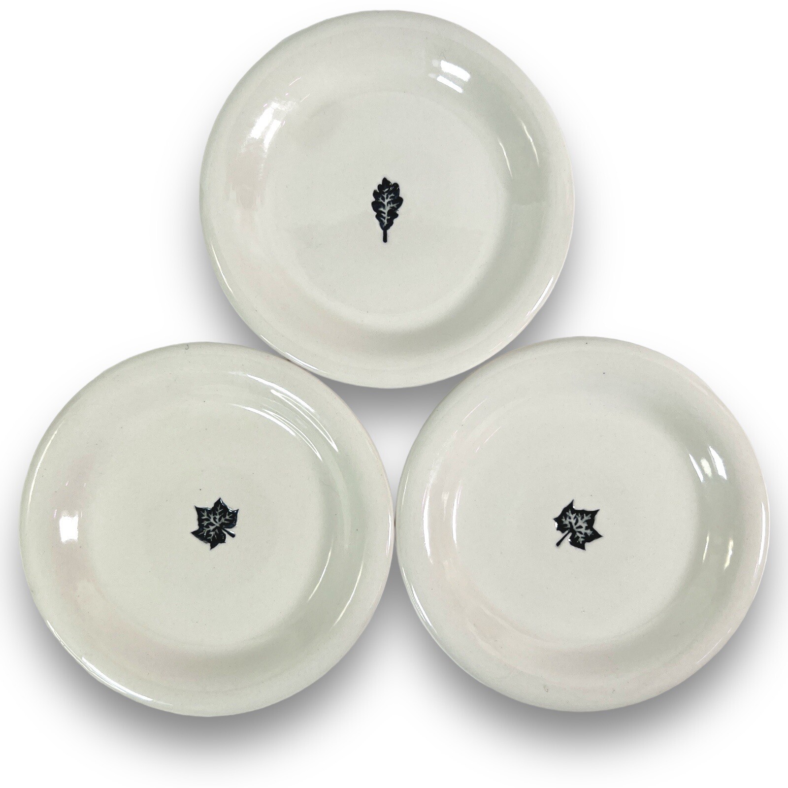 STARBUCKS Dessert Snack Plates Set of 3 Oak and Maple Leaf Embossed ...