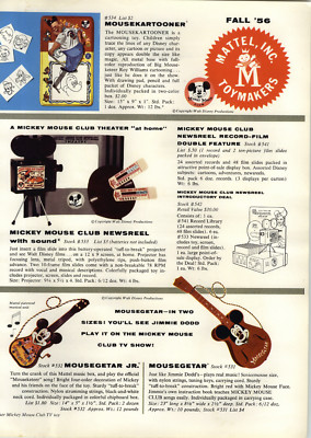 1956 PAPER AD 4 PG Mattel Toys Mickey Mouse Club Newsreel Machine Burp ...