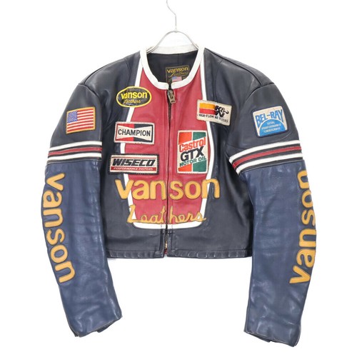 Vanson Multicolor Leather STAR Patch Racing Single Rider Jacket 38 | eBay