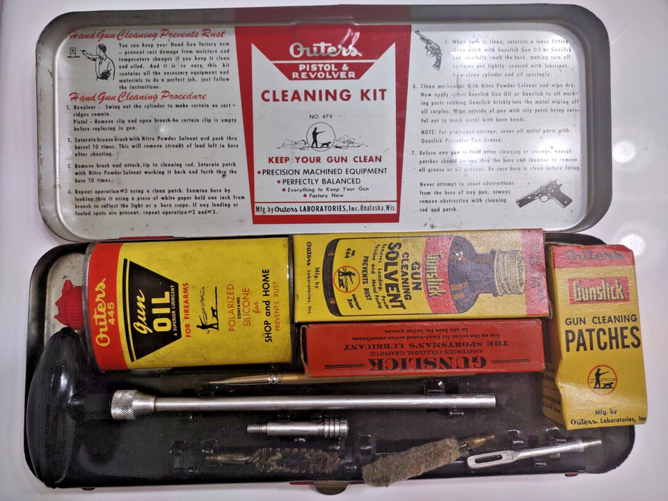 Outers Gunslick Revolver Cleaning Kit - .38 Cal, Original Tin Case ...