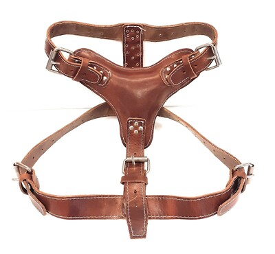Plain Tan Brown Extra Large Heavy Duty Leather Dog Harness fits Big Dog ...
