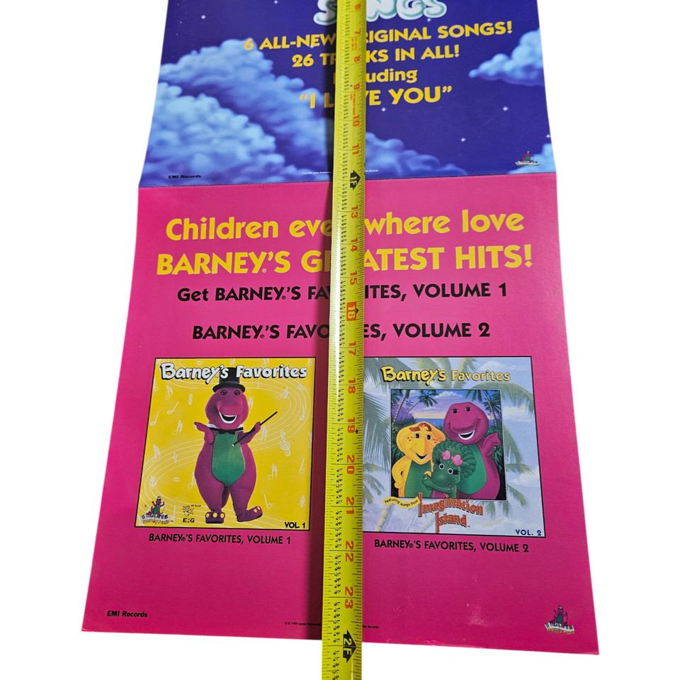Barney's Sleepytime 1995 Promo Poster 12x24 Double Sided EMI Records ...