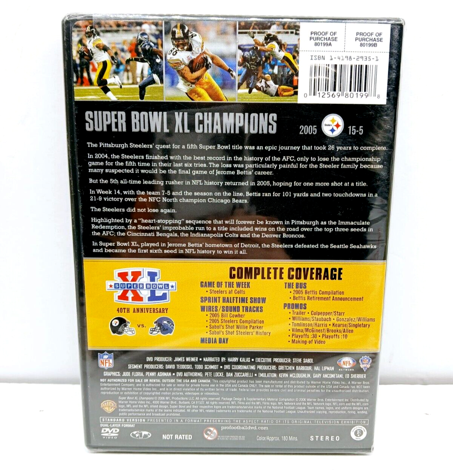 Super Bowl XL (DVD) Special Edition Steelers Vs. Seahawks NFL 2006 (New ...