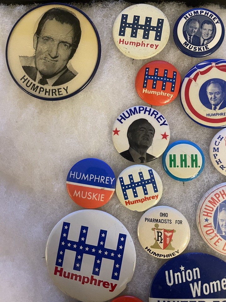 Vintage Hubert Humphrey Edmund Muskie Presidential pinback BUTTONS 28 ...