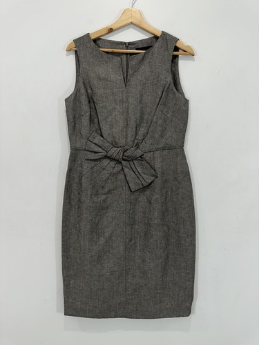 David Lawrence Dress Women 10 Brown Linen Blend Knee Length Lined ...