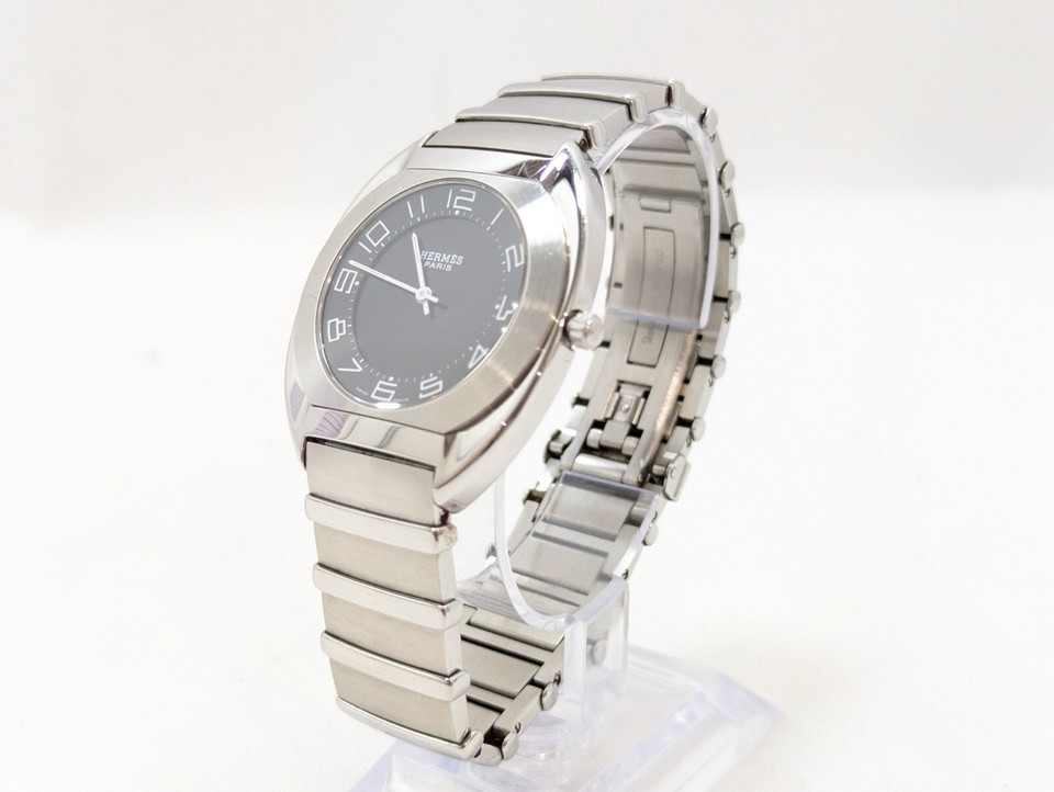 JUNK HERMES ESPACE ES1.710 Watch Quartz Black Dial Silver Analog Men's ...