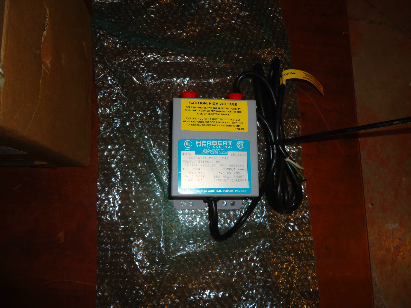 HERBERT, STATIC CONTROL UNIT FOR PRESS, 230VAC, 50/60HZ, CAT#SE1501P-P8 ...