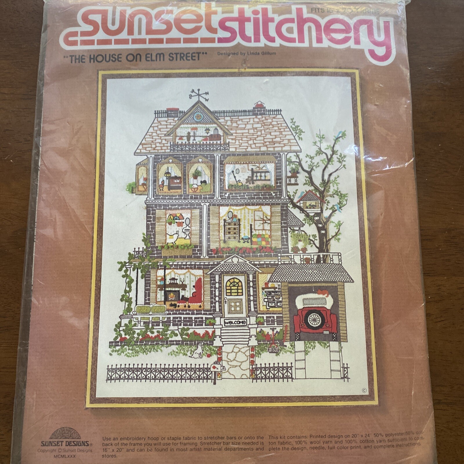 Sunset Stitchery Crewel Embroidery Kit 2230 The House on Elm Street ...