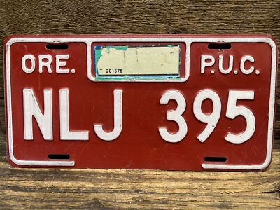 Vintage Oregon PUC Public Utilities Commission Red License Plate NLJ ...