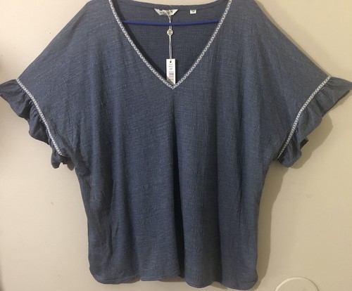 Max Studio Tunic Ruffle Sleeve Textured Embroidery Top Dusty Blue Plus ...
