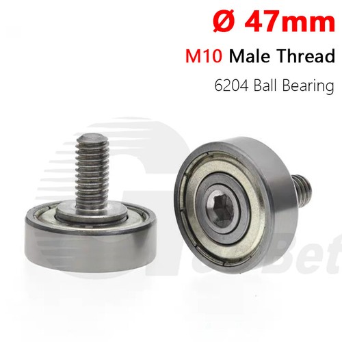 47mm HEAVY DUTY Metal Bearing Pulley Flat Roller Guiding Wheel M10 Male ...