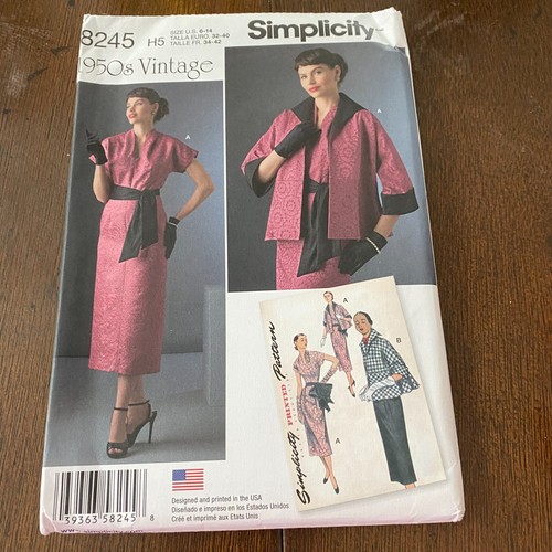 Simplicity Sewing Pattern 8245 Dress Sash & Lined Jacket Size 6-14 ...