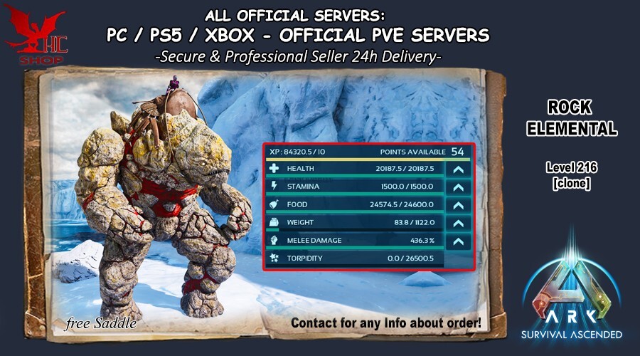 Ark Survival Ascended PVE RED ROCK ELEMENTAL GOLEM Lv216 [clone] TOP ...