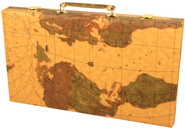 DA VINCI 18 inch Leatherette Backgammon Set Old World Map Design (discounted) | eBay