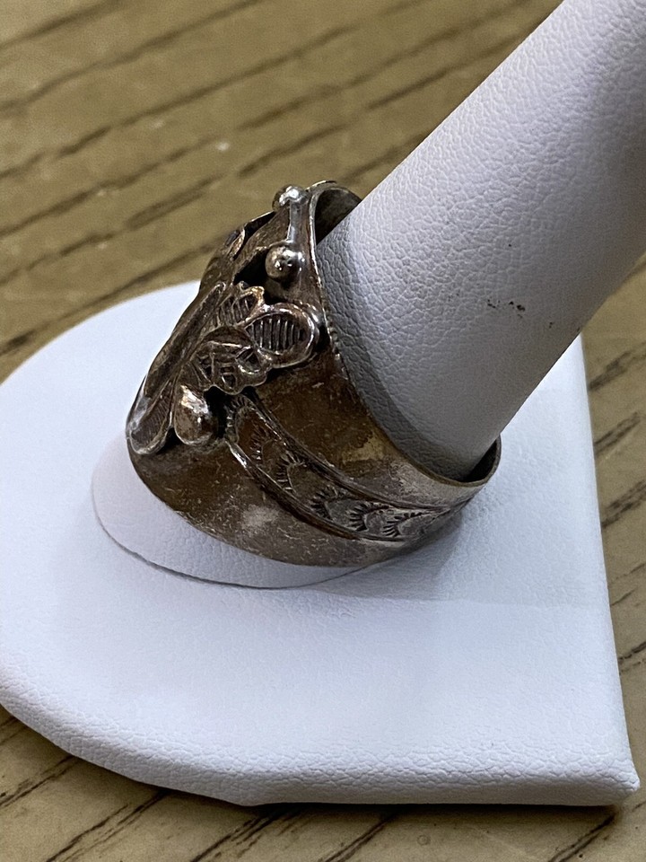 Navajo Sterling Silver Signed Victor Chee All Silver Design Men's Ring ...