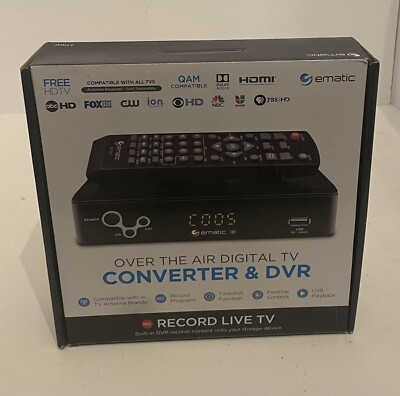 Ematic Digital Converter Box & DVR Recorder AT103C W/ Remote Non ...