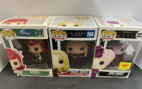 Lot 3 Funko Pop Vinyl Figures #27 Ariel, #266 Phoebe Buffay, #227 Effie ...