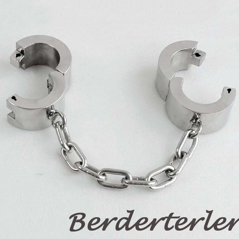 Heavy 6cm High Ankle Cuffs Stainless Steel Chain Leg Irons Metal ...